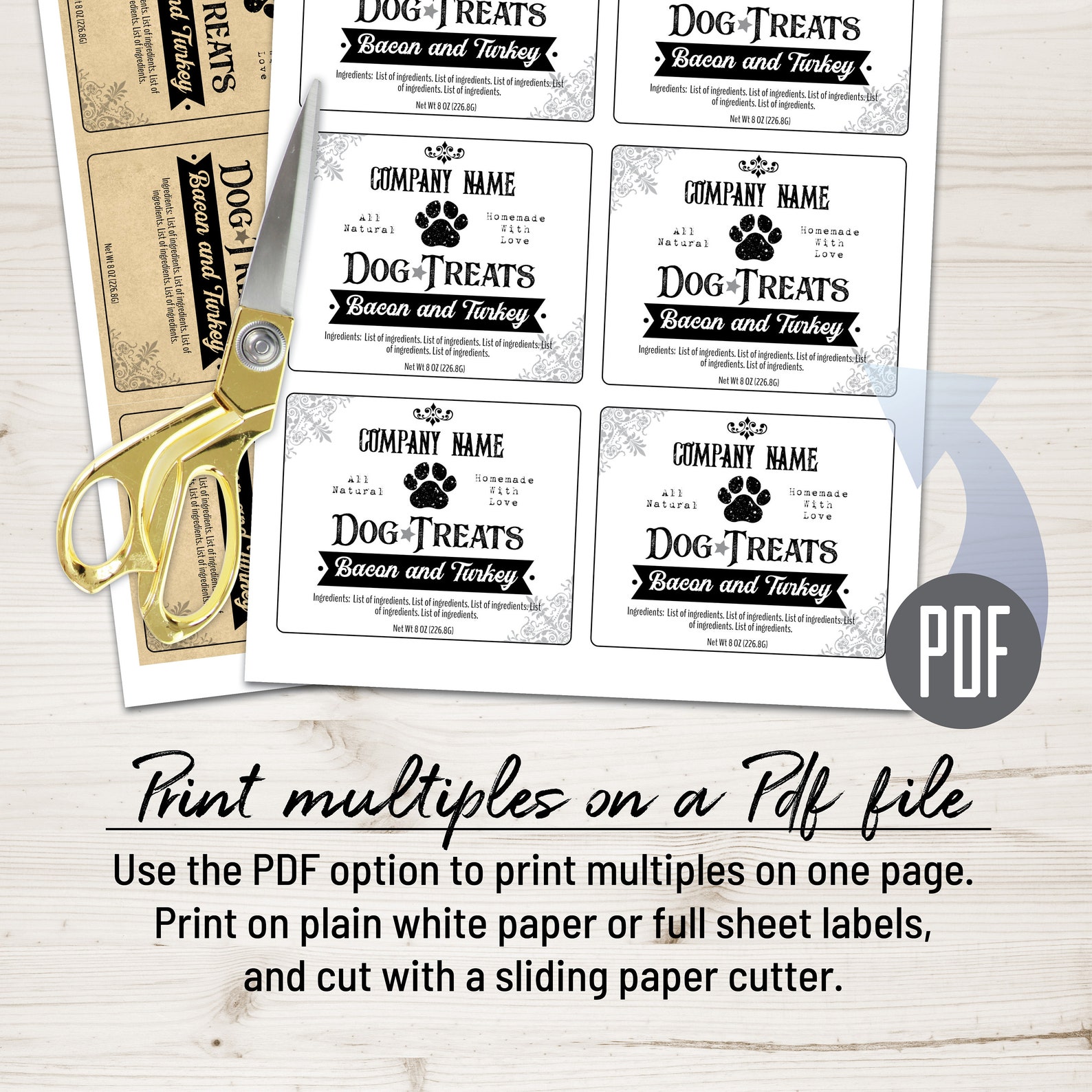 Dog or Cat Treat Label Template, Custom Digital Pet Product Sticker ...