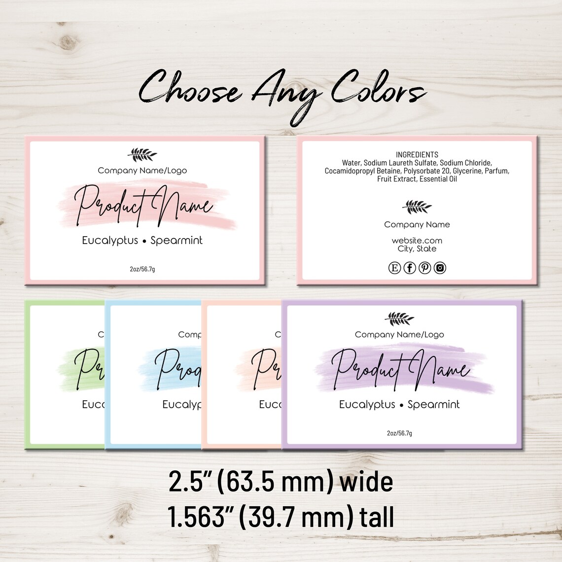 Small Jar Label Front & Back Editable Label Template. - Etsy
