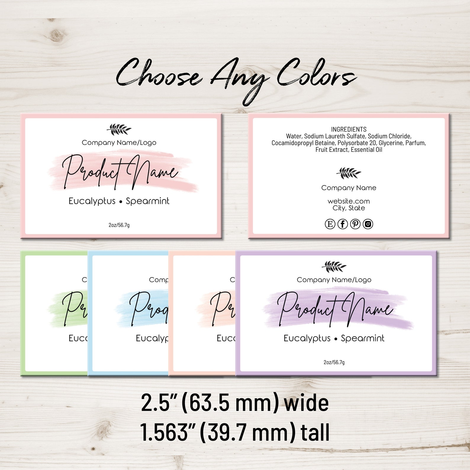 Small Jar Label Front & Back Editable Label Template. - Etsy