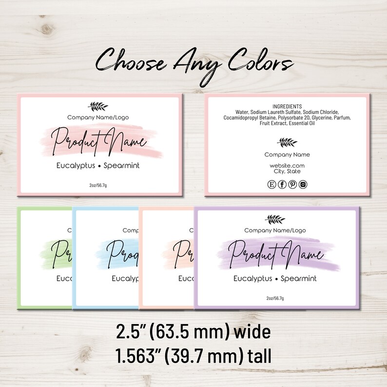 Small Jar Label Front & Back Editable Label Template. - Etsy