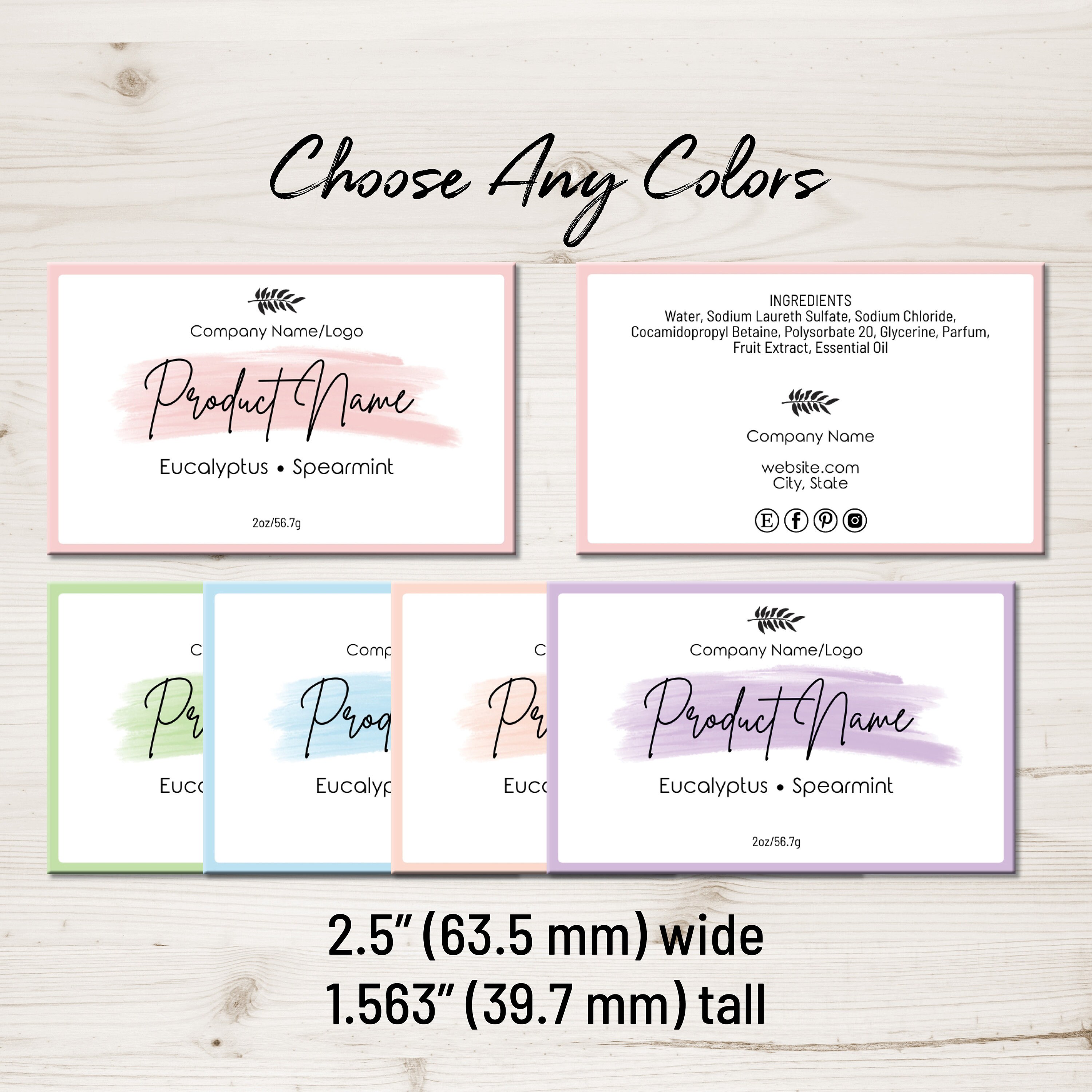 Small Jar Label Front & Back Editable Label Template. - Etsy