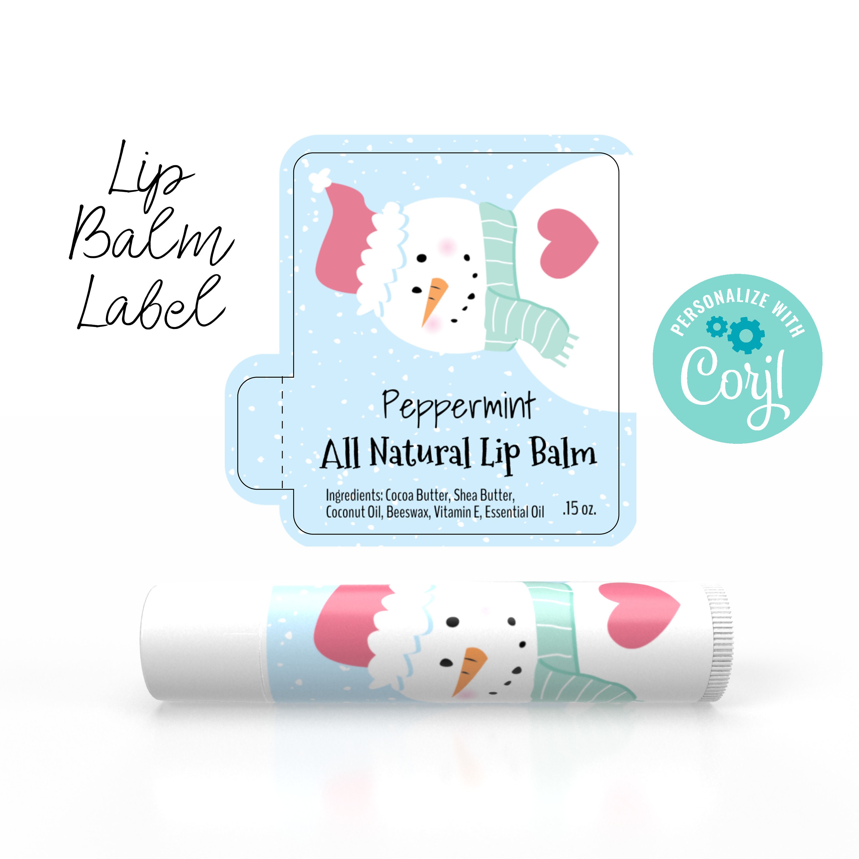 Lip Balm Label Template Snowman. Personalized Christmas Labels - Etsy