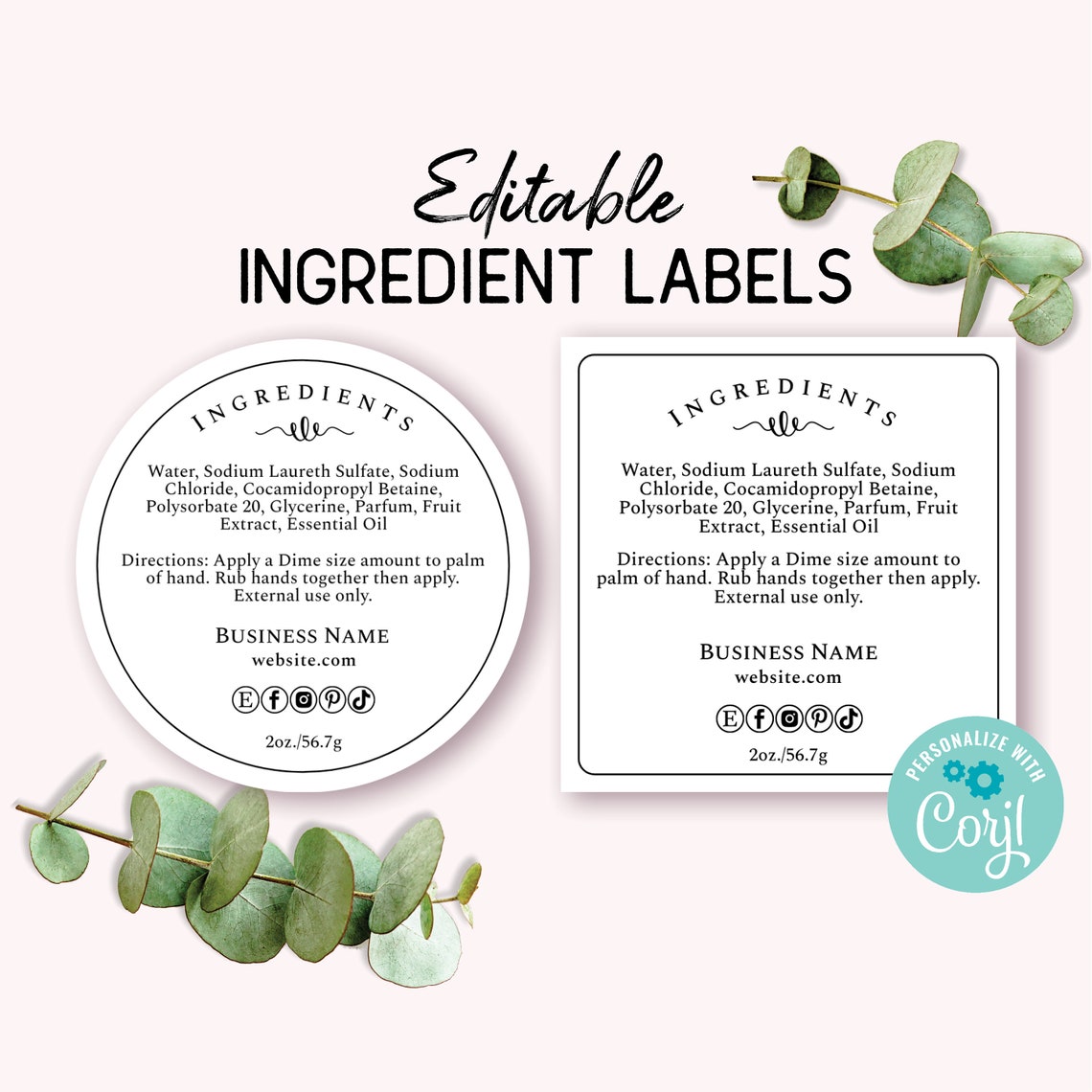 Ingredient Label Template Custom Product Packaging Sticker. - Etsy UK
