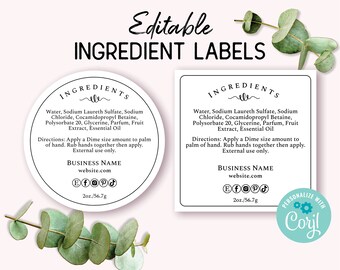 Minimalist Ingredient Label Template Editable Packaging - Etsy