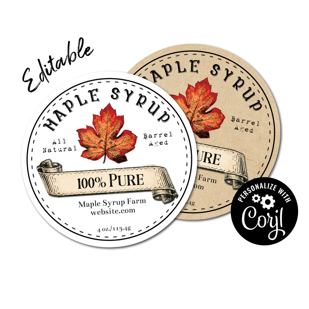 Maple Leaf Labels. Editable Circle Label. Customize Product Label ...