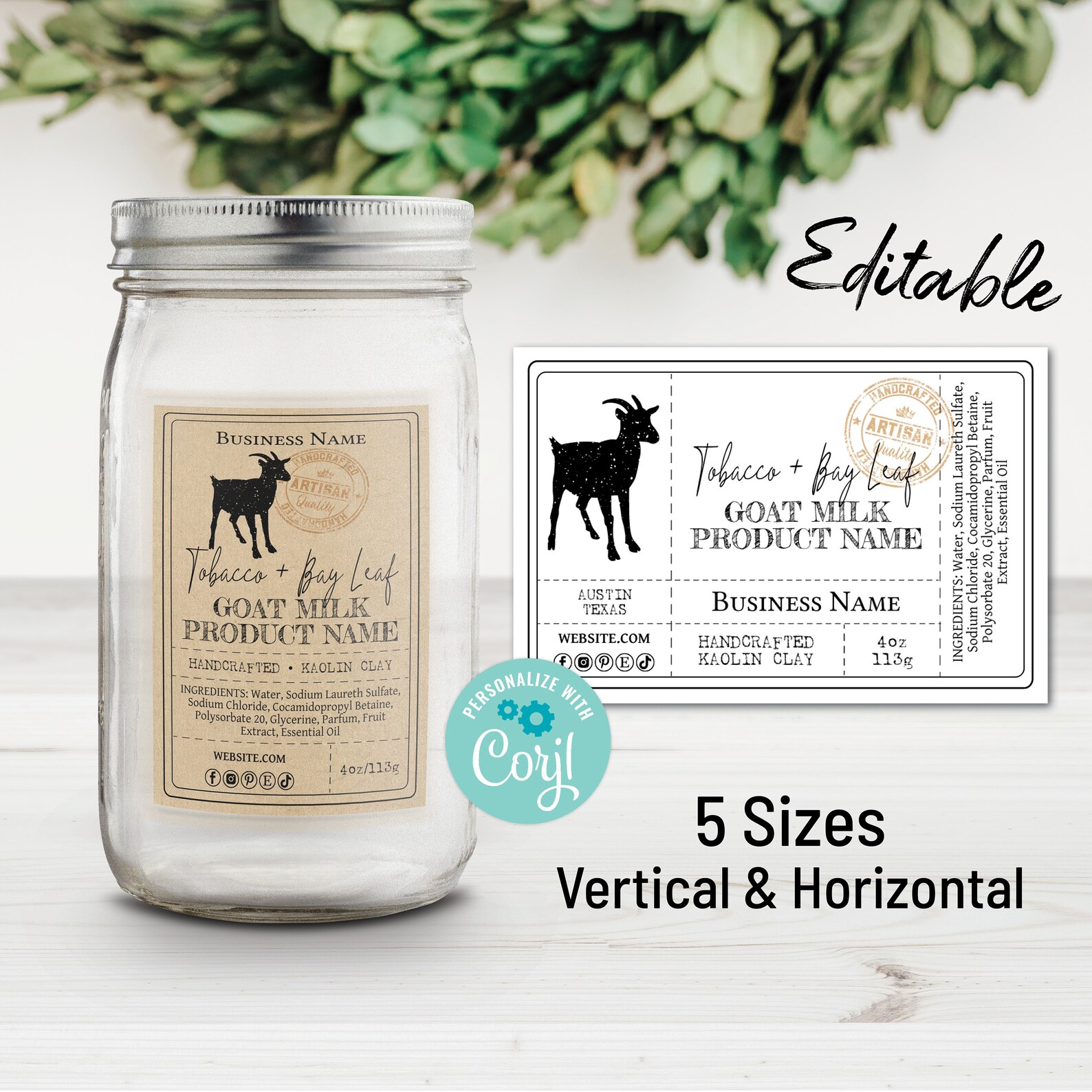 Product Label Template Custom Goat Milk Label Edit Online - Etsy