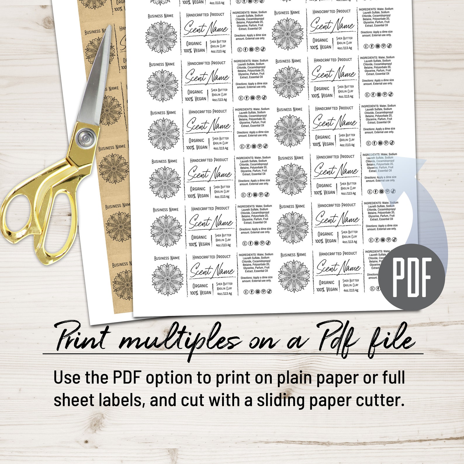Amber Bottle Jar Label Template Mandala Design. Edit - Etsy