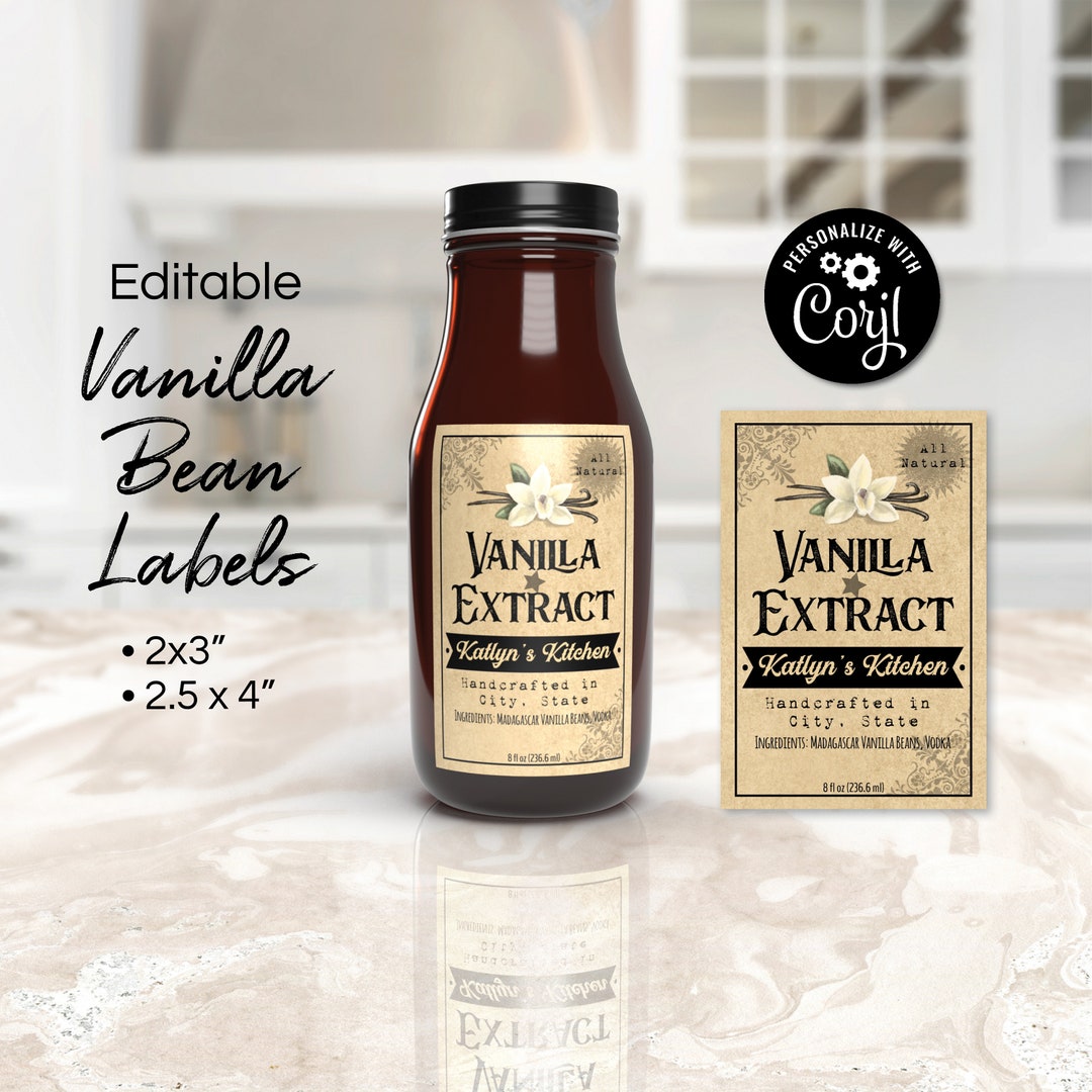 Homemade Vanilla Label Vanilla Extract Label Template - Etsy