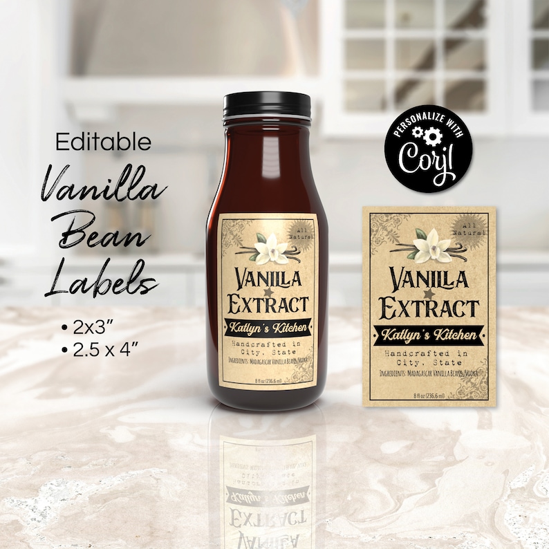 Homemade Vanilla Label Vanilla Extract Label Template - Etsy