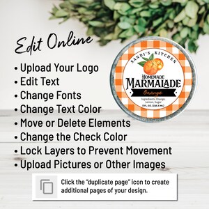 Orange Marmalade Label Template for Jars, Mason Jars. Round Label Fruit ...