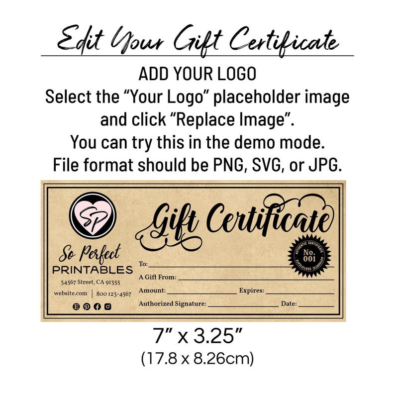Editable Gift Certificate Template on Kraft - Serial Numbers ...