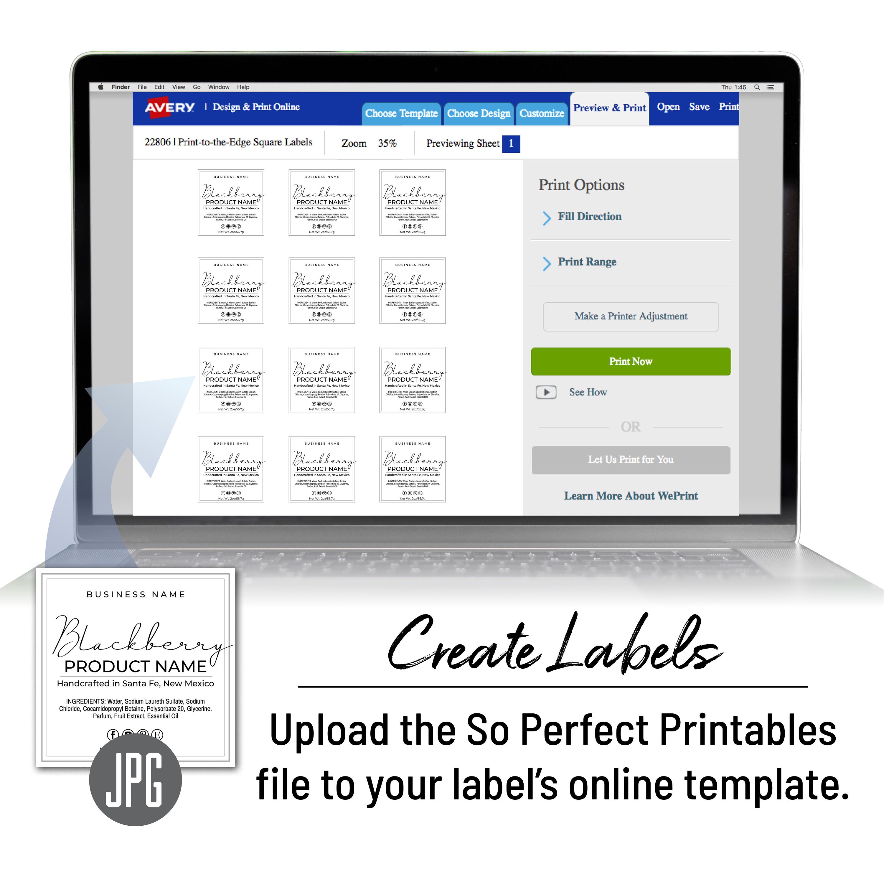 2 & 3 Square Product Label Template. Labels for - Etsy