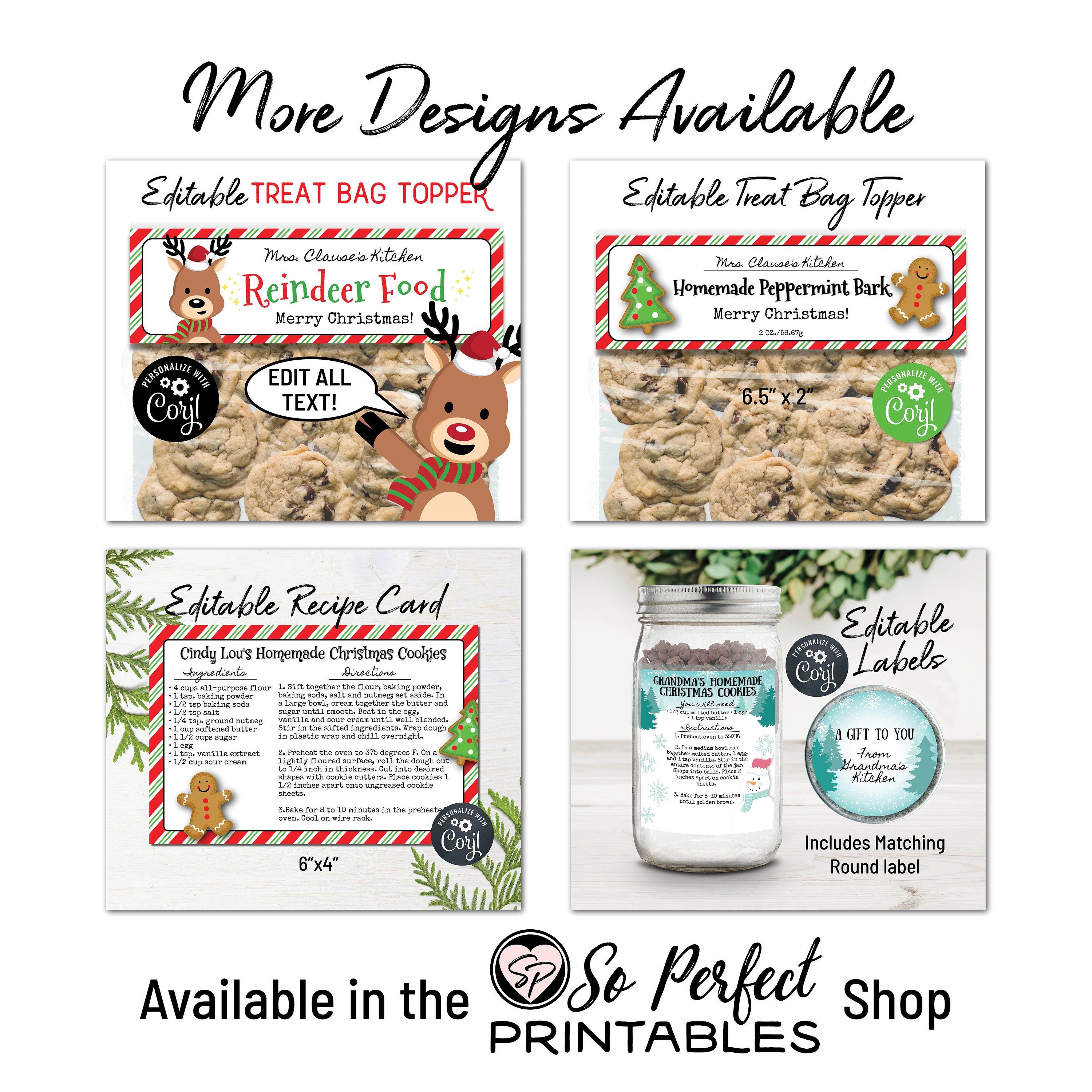 Christmas Cookie Mix Label for Mason Jars. Editable Xmas - Etsy