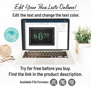 Price List Template, Custom Chalkboard Small Business Price Sign 4x6 ...