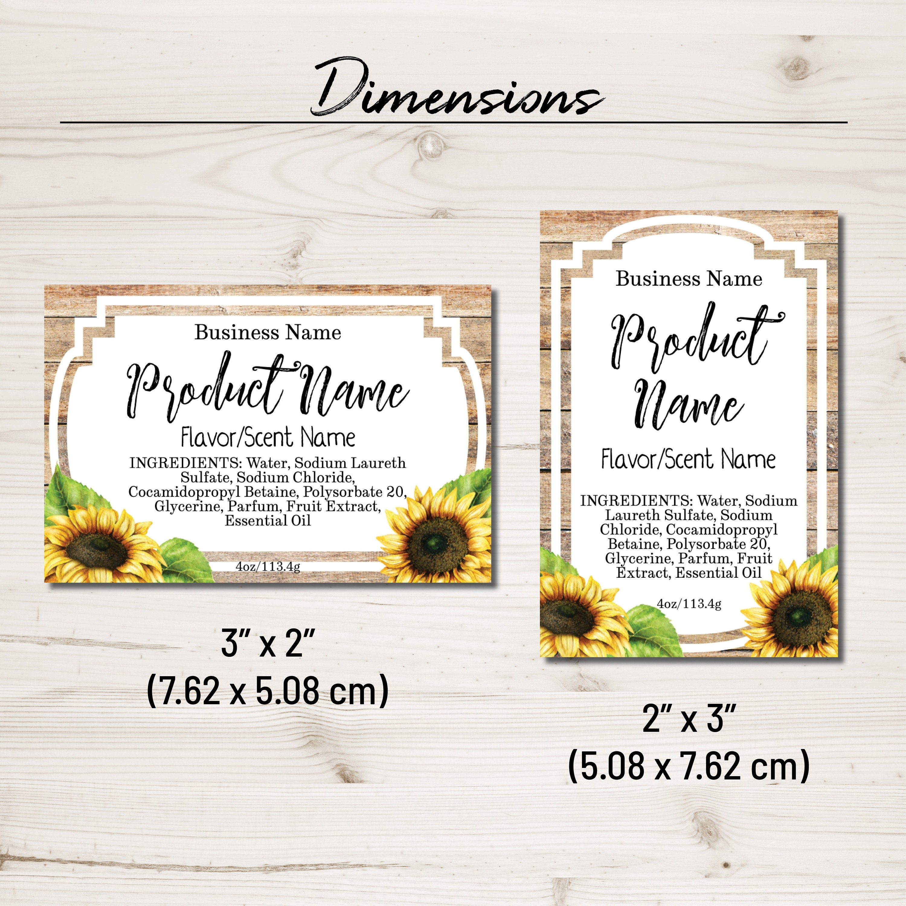 Editable Sunflower Label 2x3 Template for Stickers. Customize | Etsy