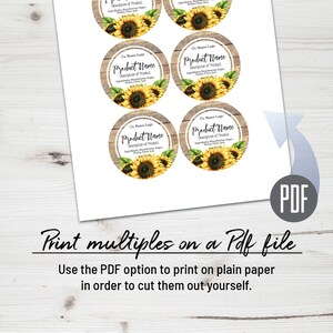 Sunflower Product Label Template. Custom Homemade Product Sticker ...