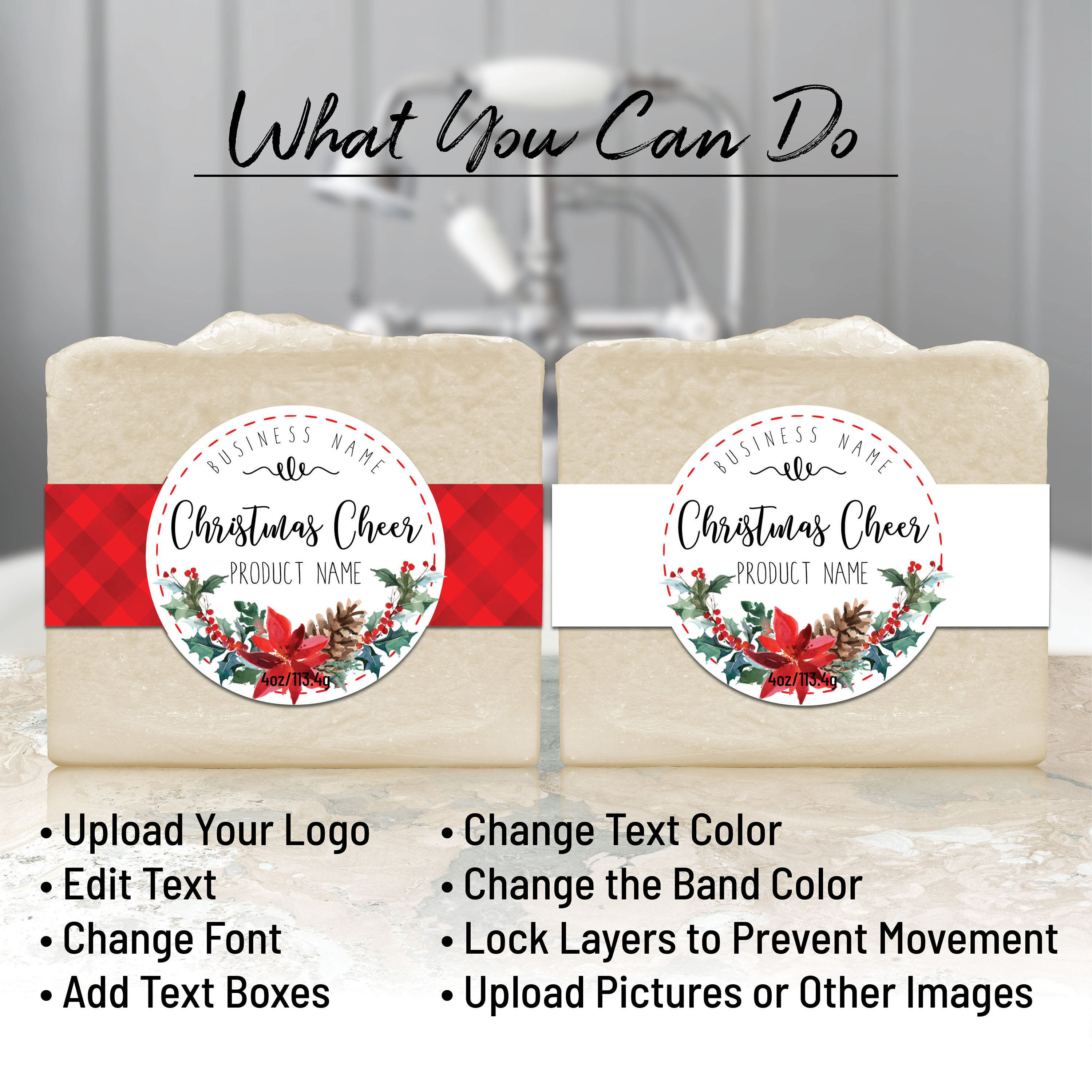 Christmas Wrap Around Label Template for Soap Candles Jars. - Etsy