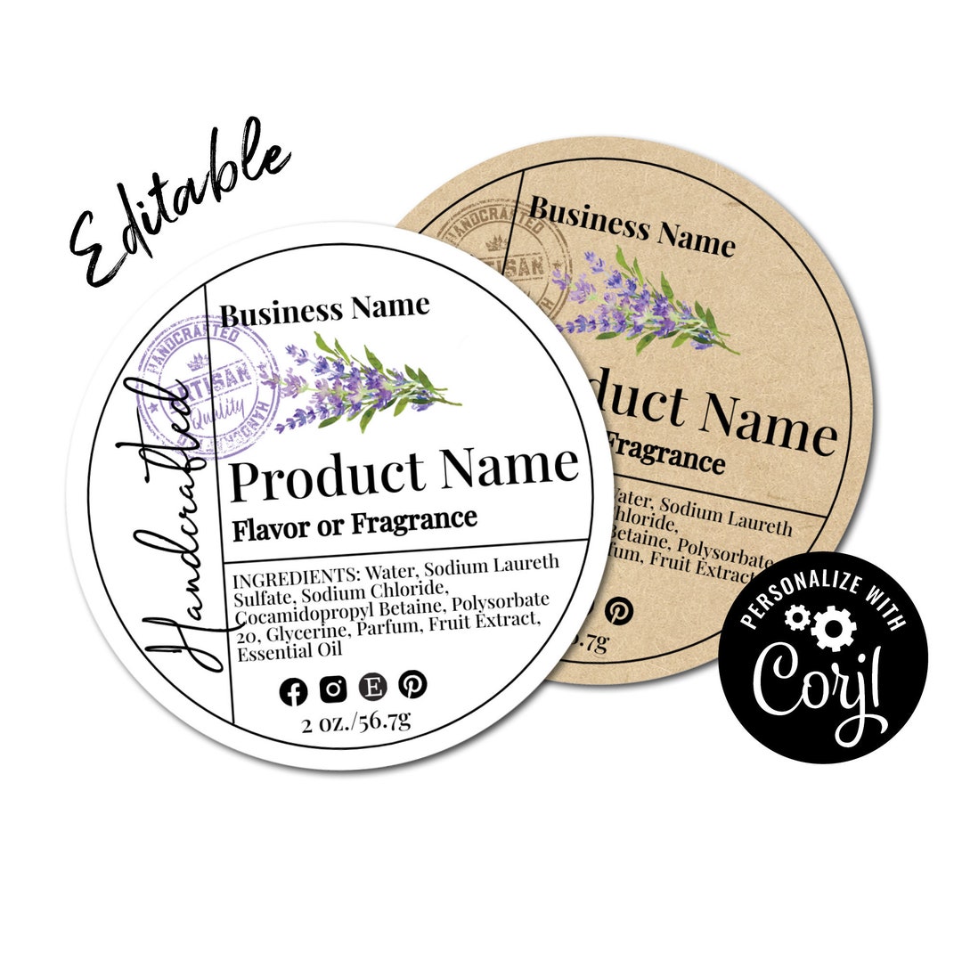 Round Label for Jars, Candles. Circle Sticker Template for Homemade ...