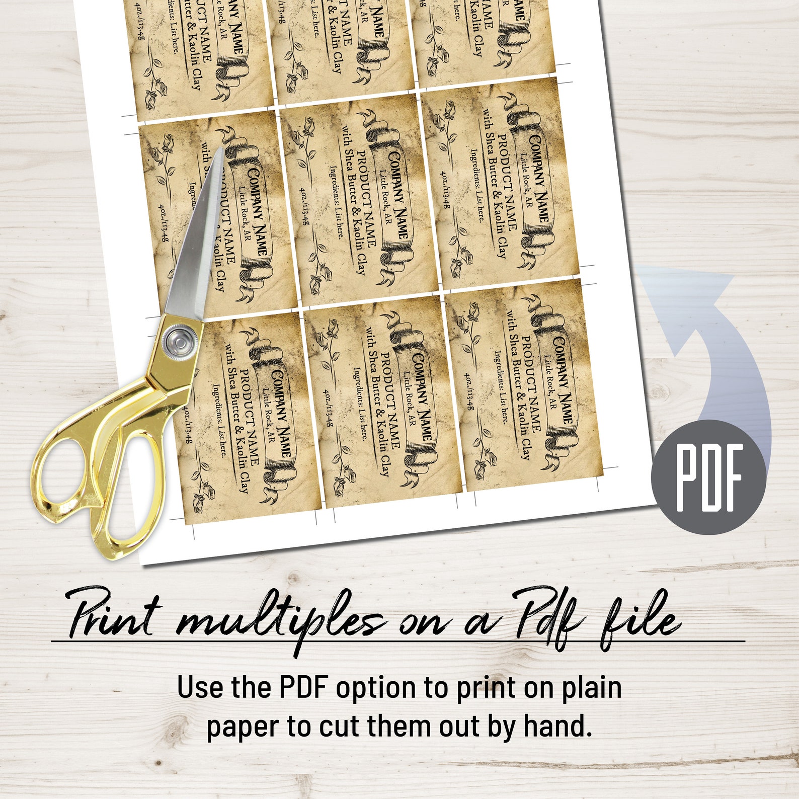 Product Label Template Antique Paper 2x3 3x2 4x2. Customize - Etsy