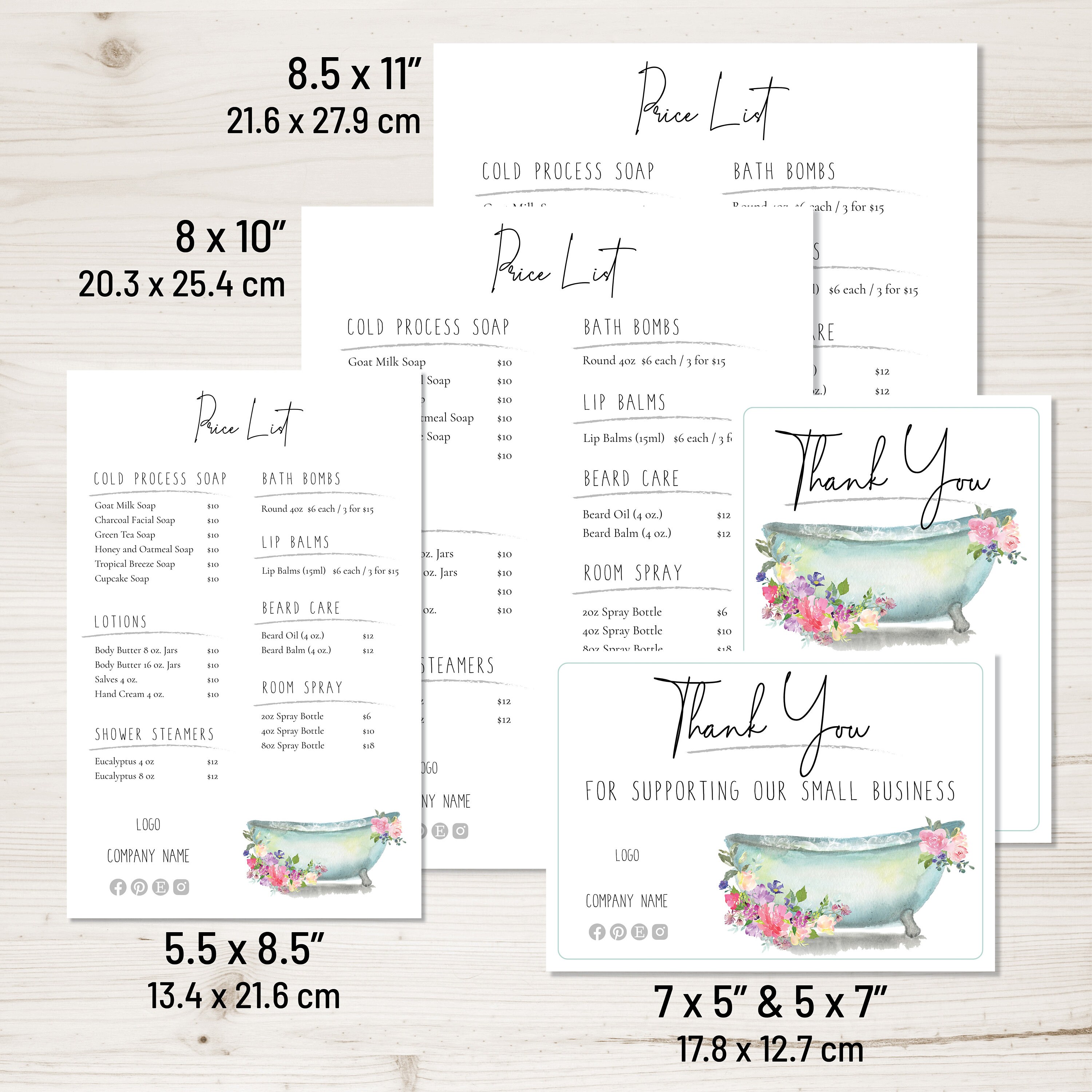 Small Business Price List Price Sign Price List Template - Etsy