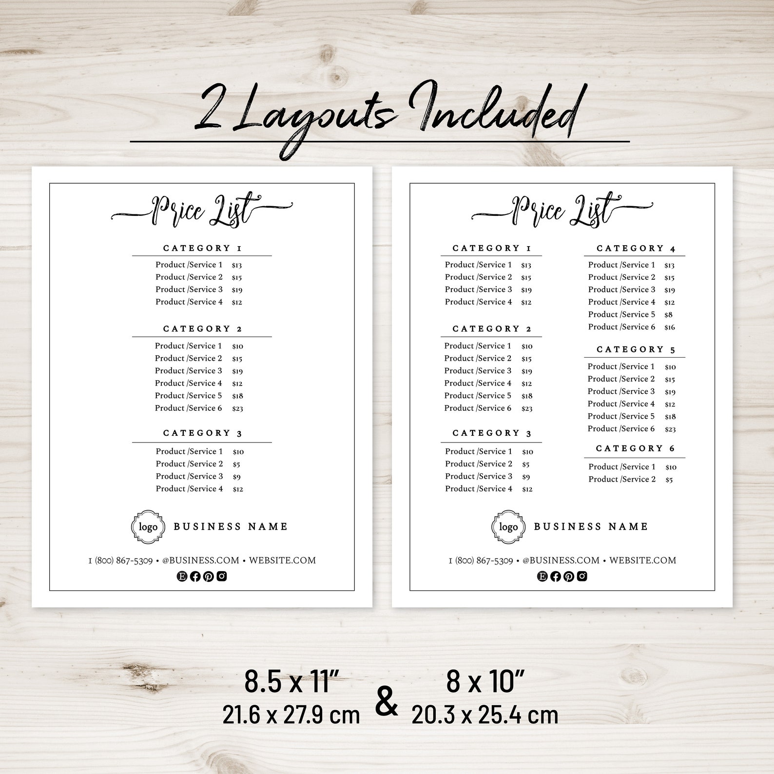 Price List Template Point of Sale Signs Small Business - Etsy