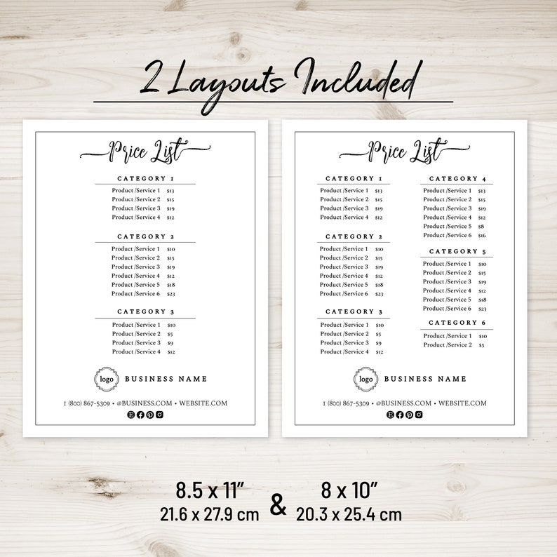 Price List Template Point of Sale Signs Small Business - Etsy