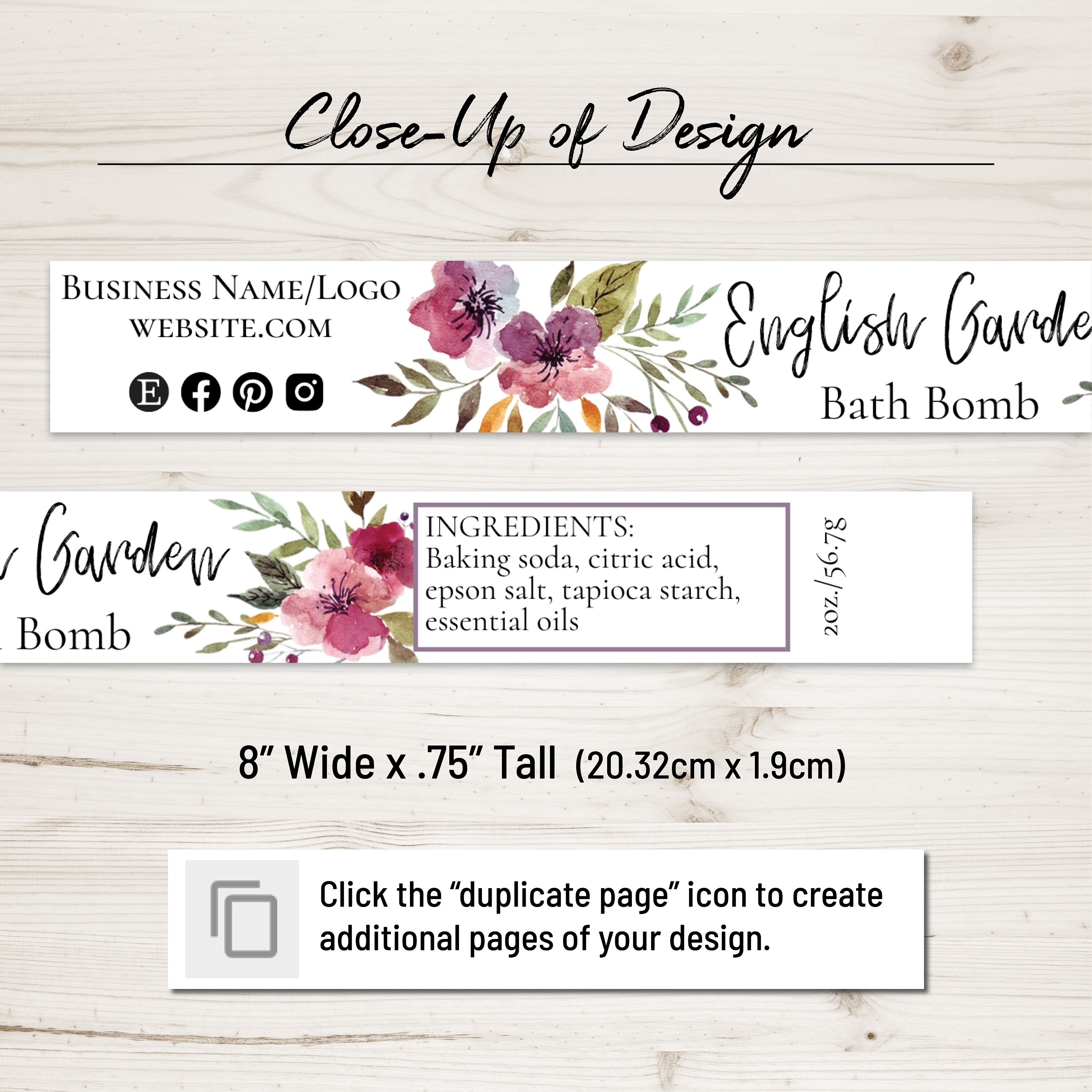 Editable Bath Bomb Label Template Floral Watercolor. | Etsy