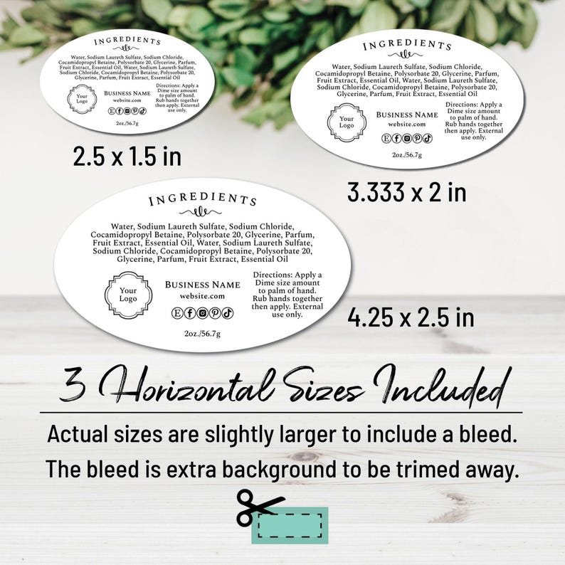 Oval Ingredient Label Template, Custom Product Packaging Sticker ...