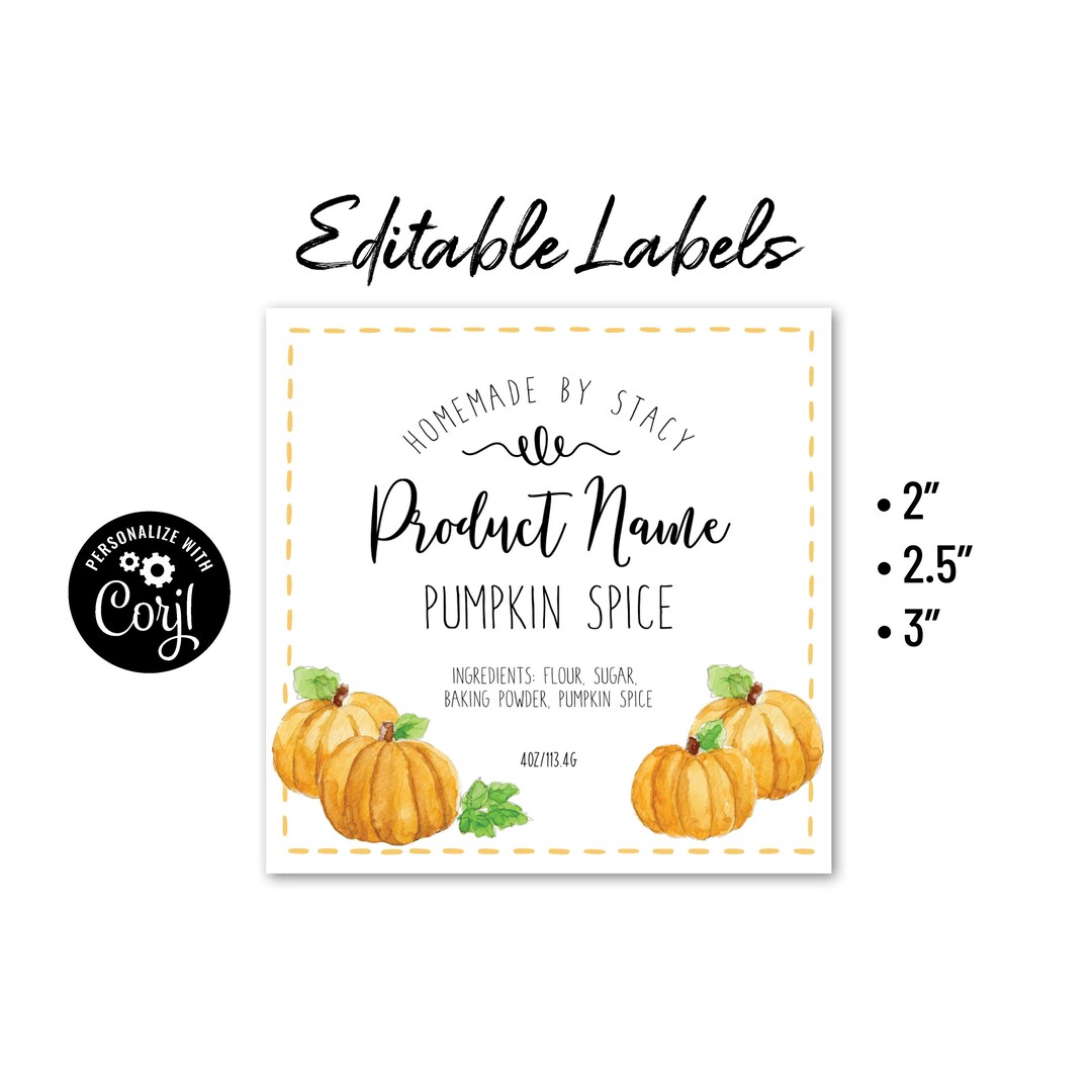 Pumpkin Label Template, Custom Pumpkin Spice Product Label Template ...