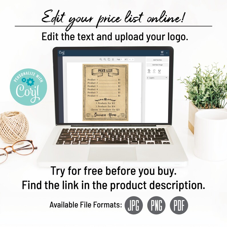 Editable Price List. Printable Business Store Price Sign for | Etsy