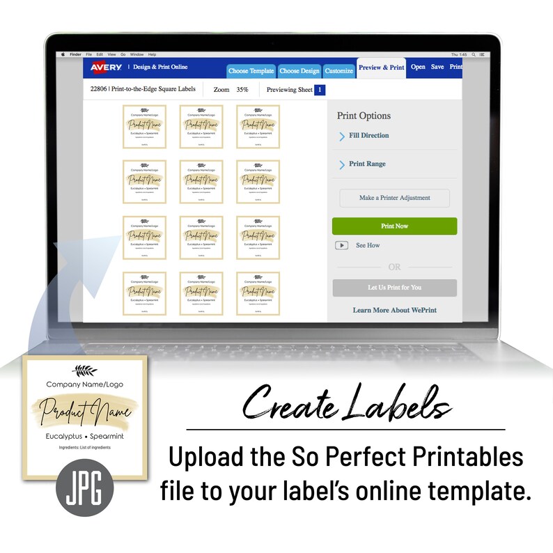Square Product Label Template 23 Paint Swash - Etsy