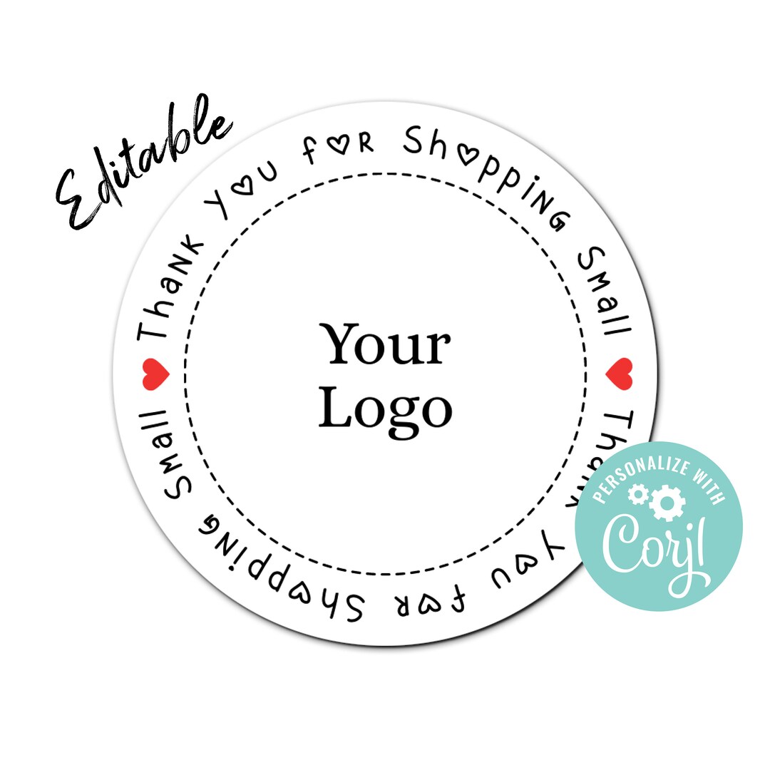 Thank You for Shopping Small, Editable Circle Label Template, Custom Round Small Business ...