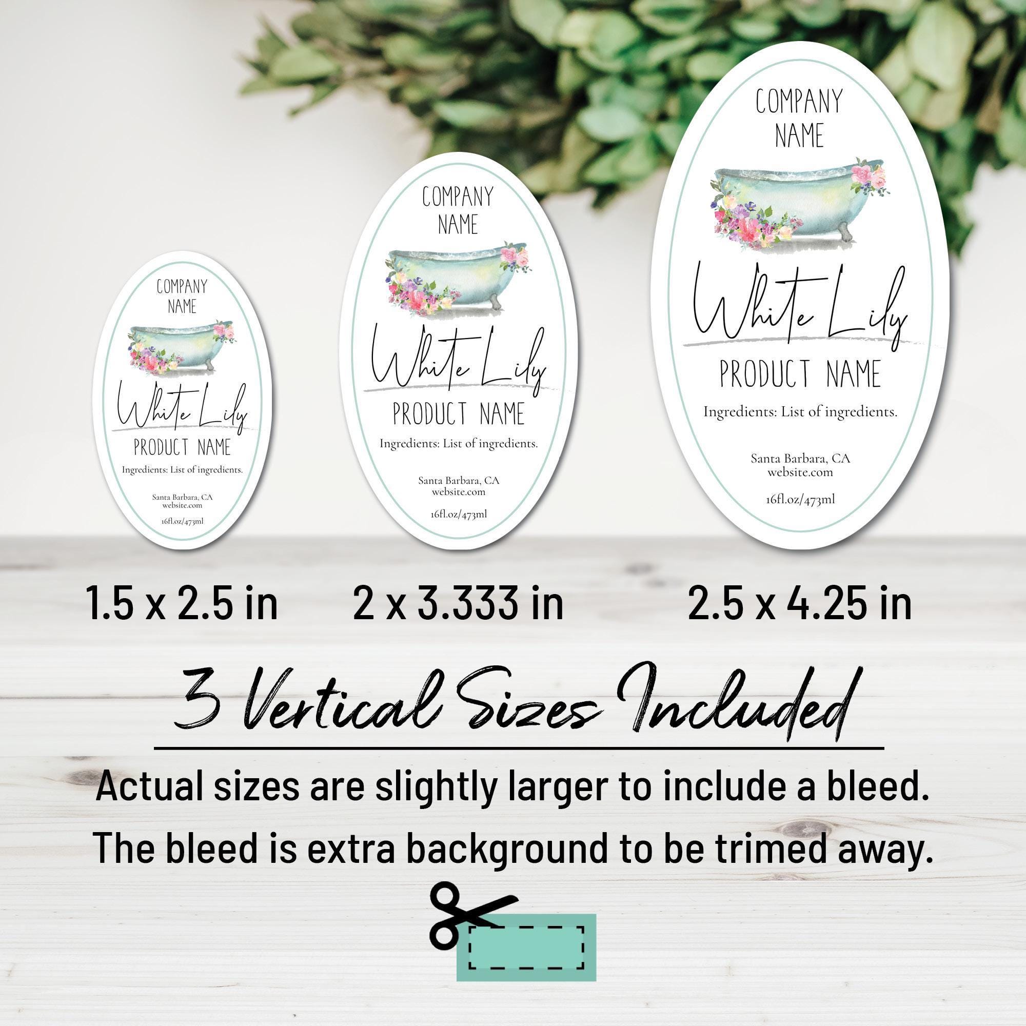 Oval Label Template, Custom Product Packaging Sticker. Watercolor ...