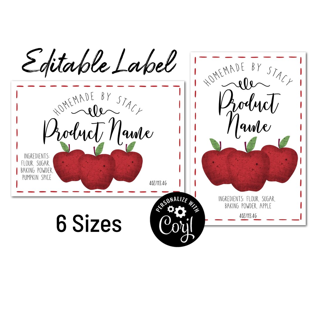 Apple Product Label Template. Apple Sticker Labels for Mason Jars ...