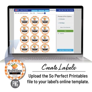 Orange Marmalade Label Template for Jars, Mason Jars. Round Label Fruit ...