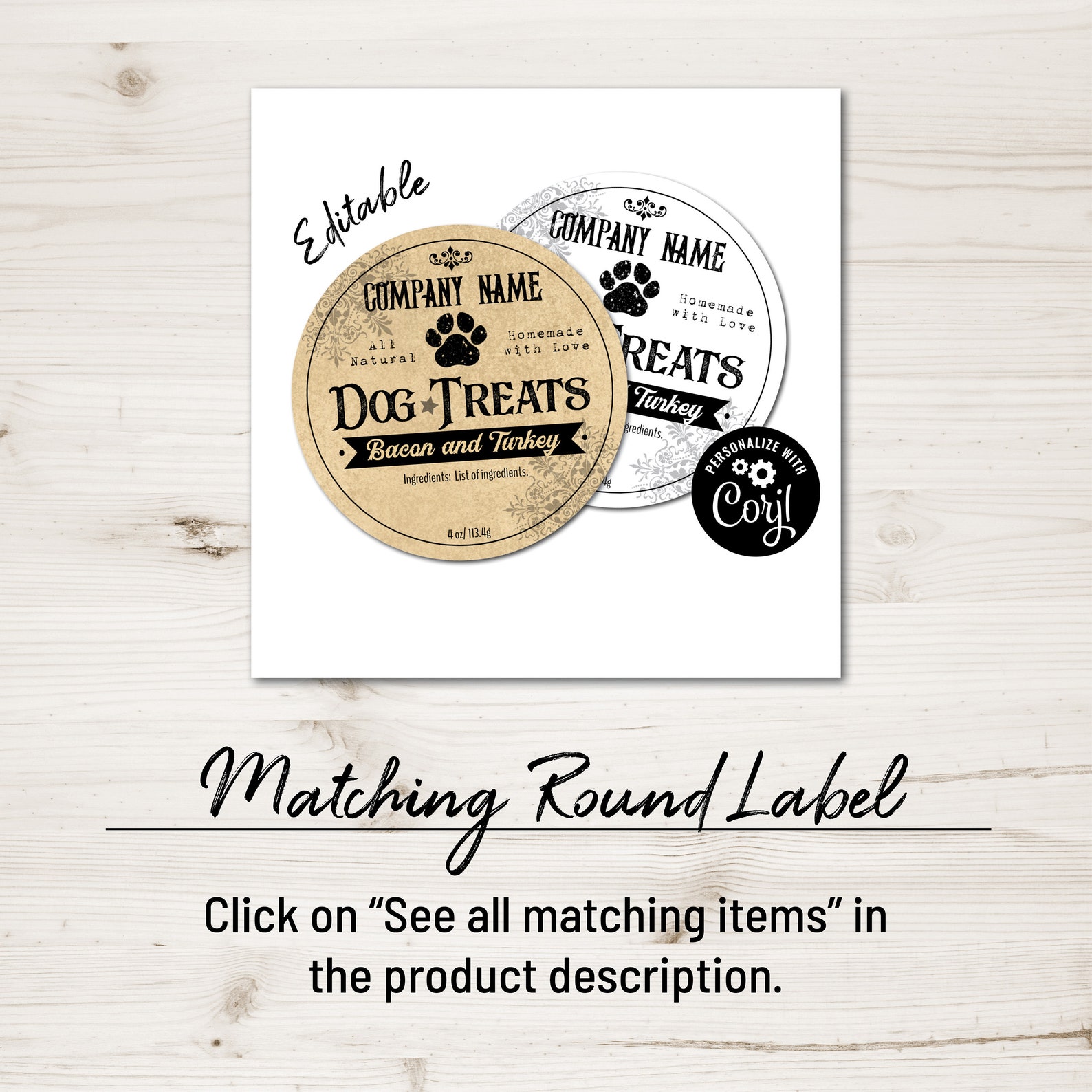 Dog or Cat Treat Label Template, Custom Digital Pet Product Sticker ...