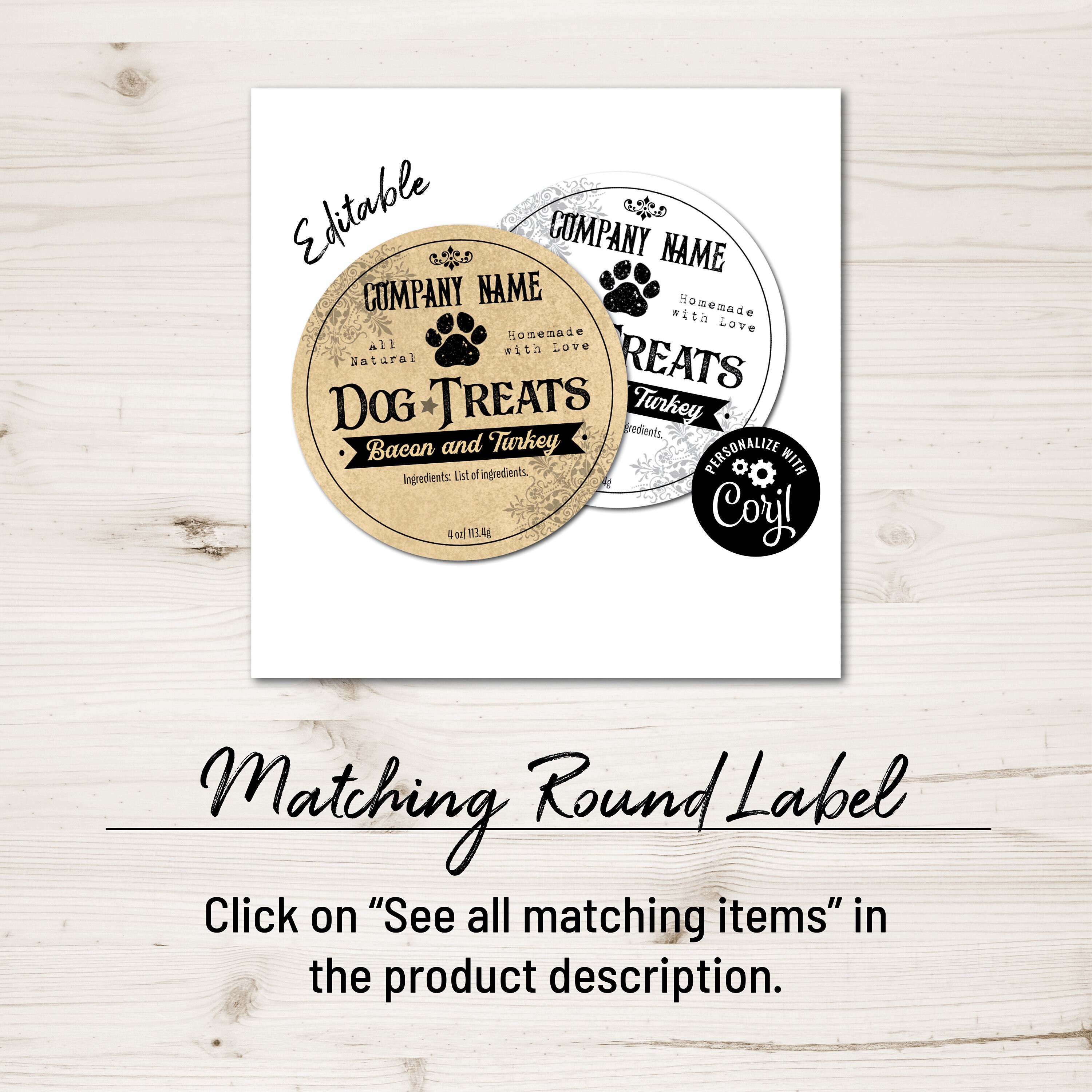 Dog or Cat Treat Label Template Custom Digital Pet Product - Etsy