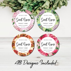 Editable Circle Label Template, Custom Floral Digital Product Sticker ...