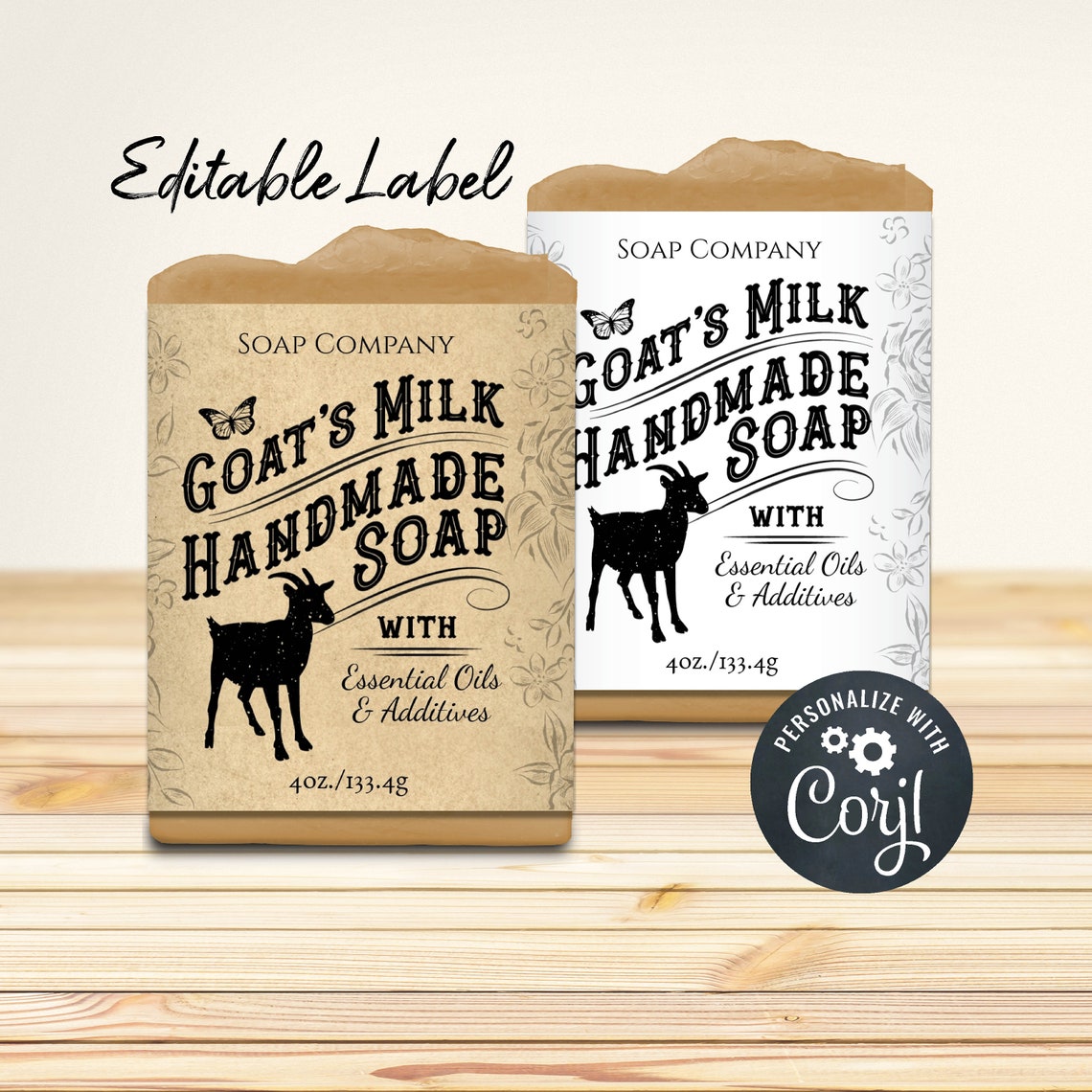 Goat's Milk Tall & Skinny Handmade Editable Soap Label - Etsy