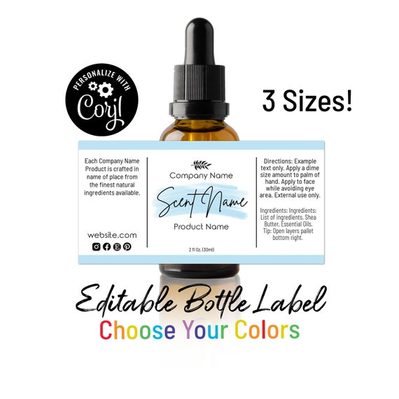 Paint Swash Bottle Label Template. Choose Any Color Customize - Etsy
