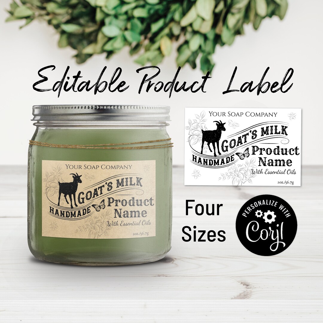 Goat's Milk Rectangle Product Labels for Jars, Liquid Hand Soap, Shower ...