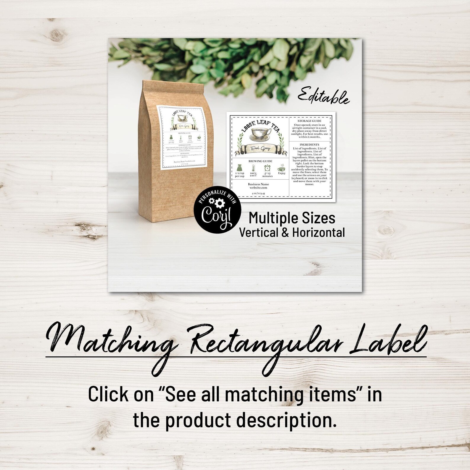 Tea Label Template. Tea Bag or Tea Party Label. Sticker Product ...