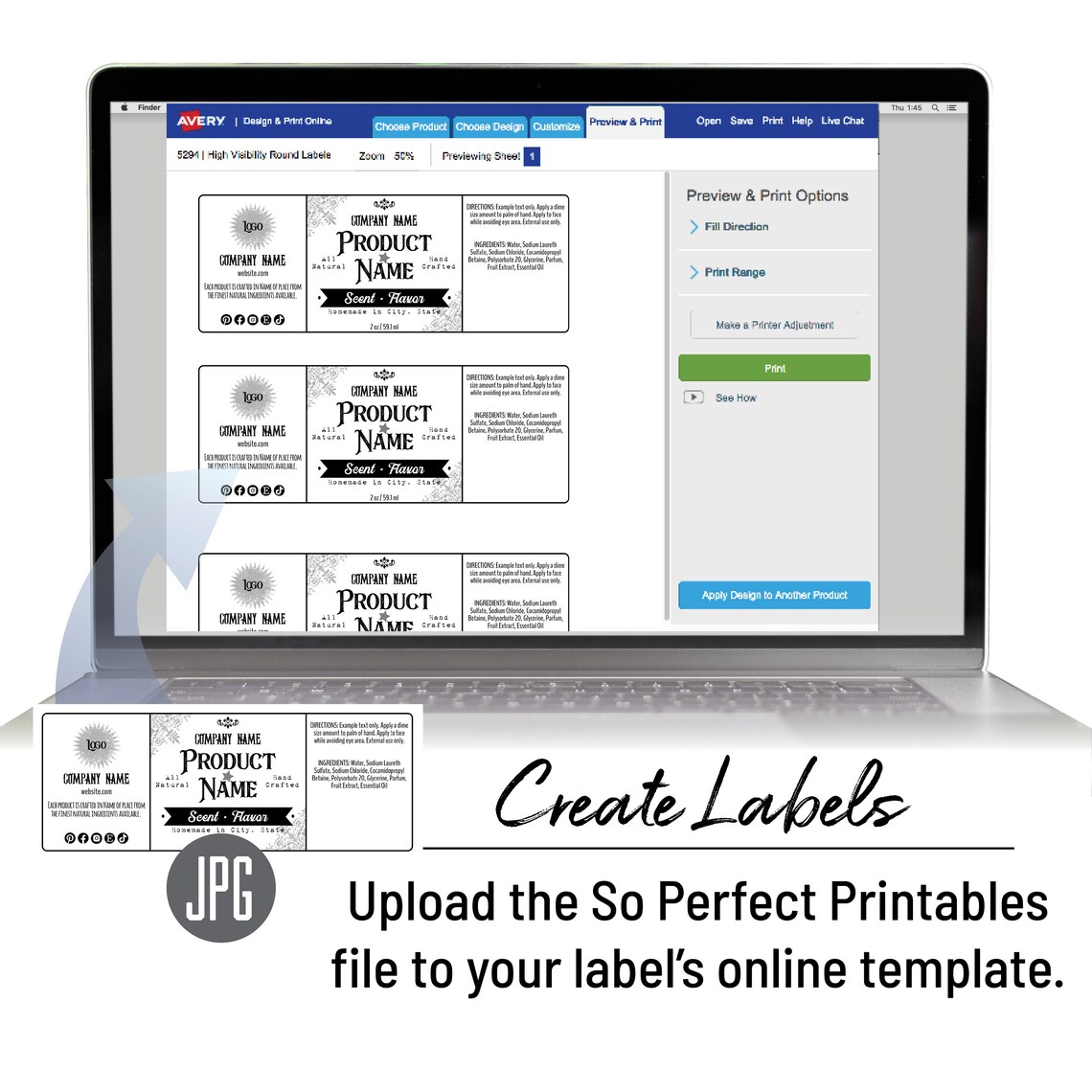 Bottle Label Template 2 4 8 & 12 Oz Customize Download - Etsy
