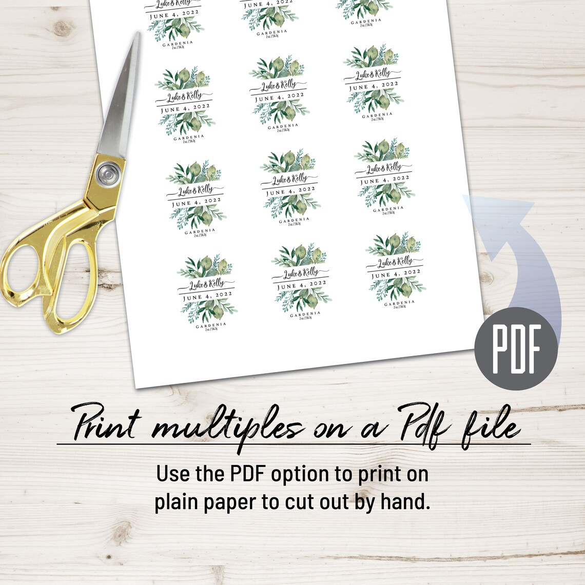 Wedding Favor Stickers. Lush Greenery. Printable Custom Circle | Etsy