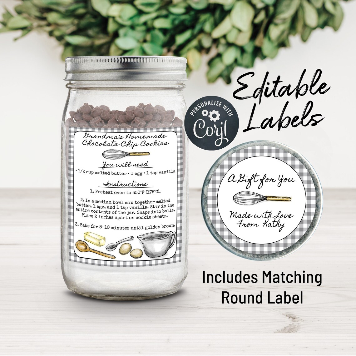 Mason Jar Cookie Mix Label. Editable Chocolate Chip Cookie - Etsy