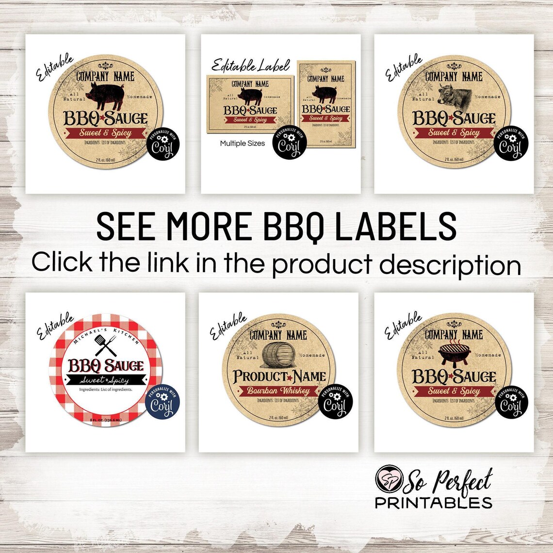 BBQ Sauce Label Red Check, Editable Circle Label, Edit Label Template ...