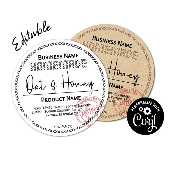 Editable Circle Label for Jars Homemade Label for Jam Jelly - Etsy