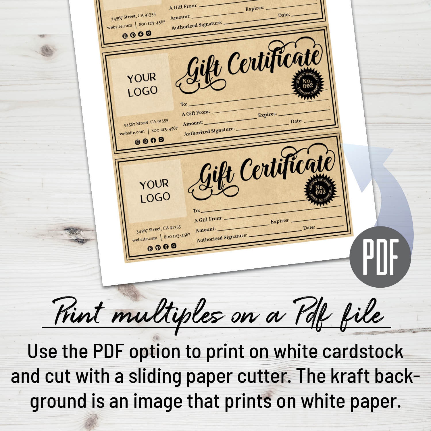 Editable Gift Certificate Template on Kraft Serial Numbers. | Etsy