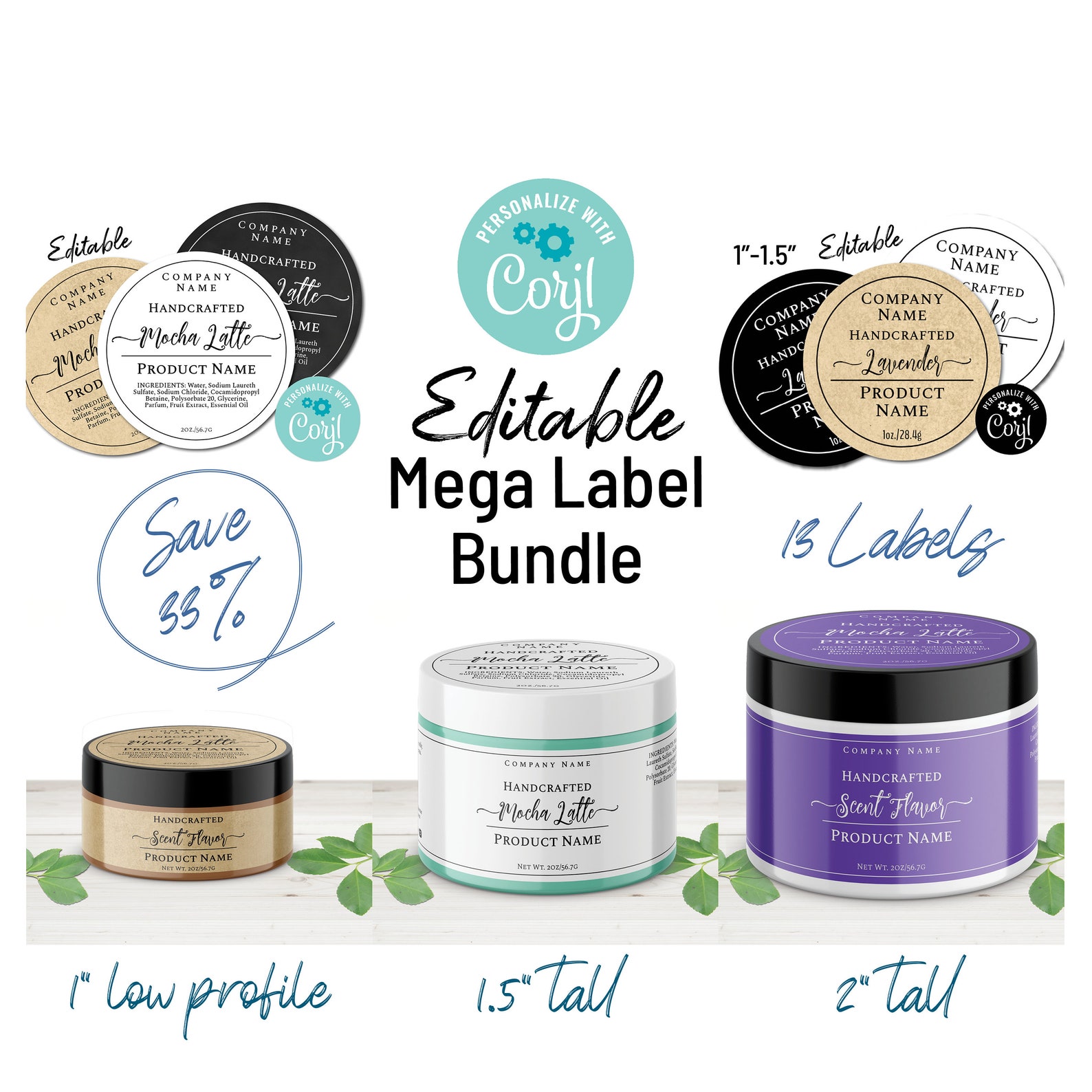 Wrap Around Label Template Bundle for Jars 2 4 6 8 Oz Jar - Etsy