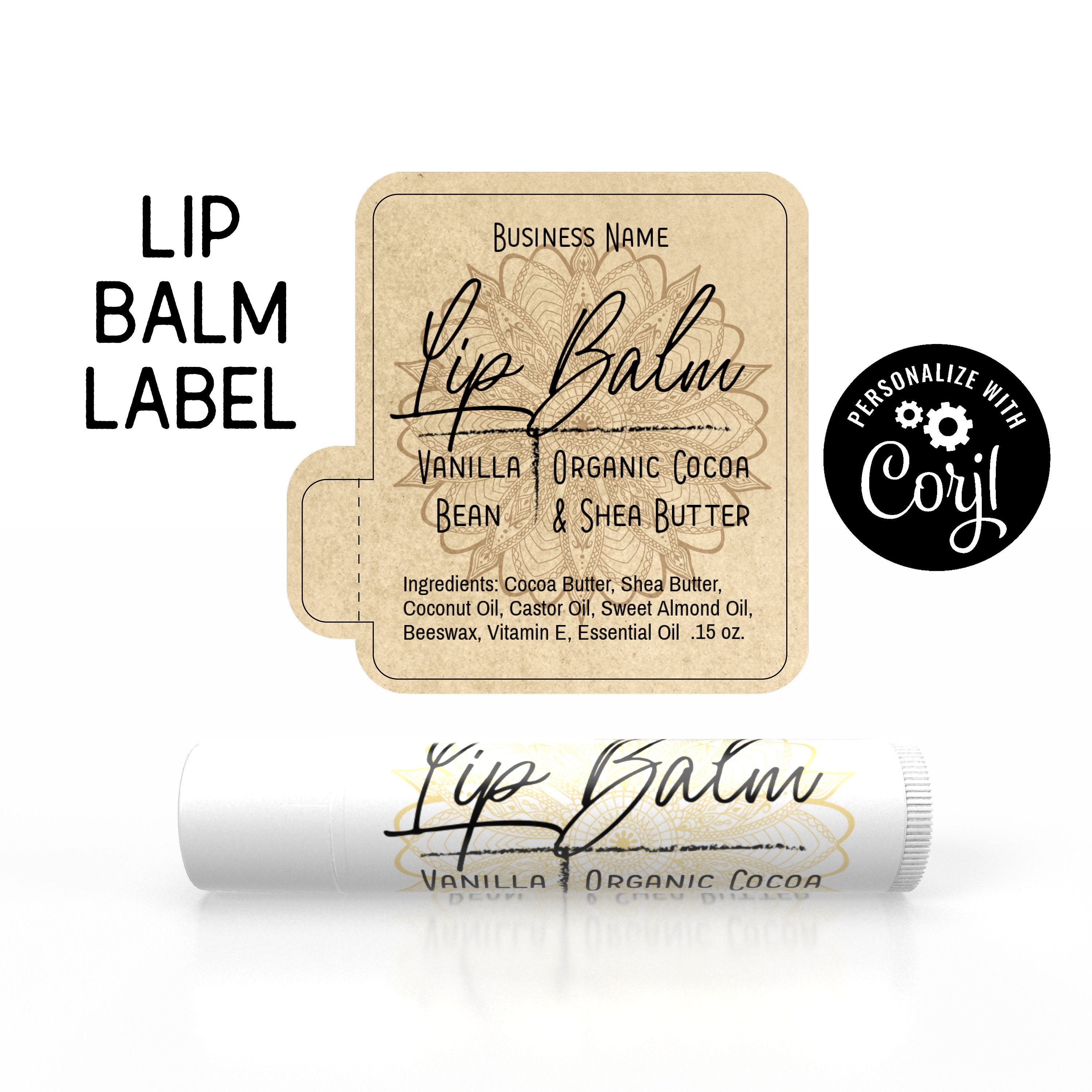 Editable Lip Balm Label Template Mandala Design. | Etsy